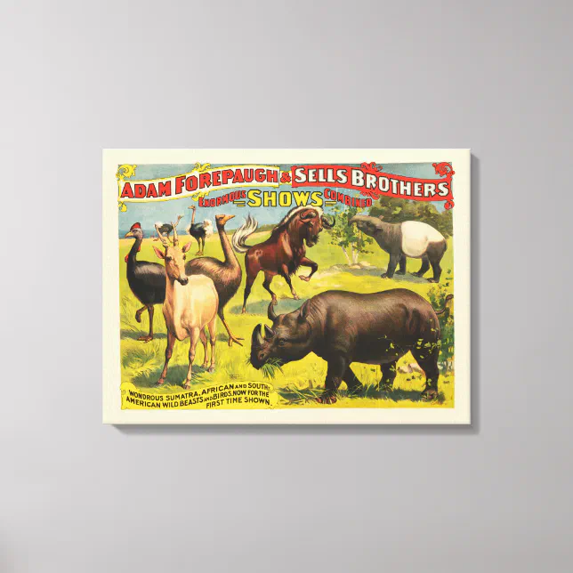 Circus Poster For Adam Forepaugh & Sells Brothers Canvas Print | Zazzle