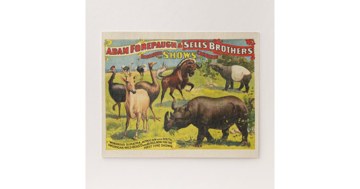 Circus Poster For Adam Forepaugh & Sells Brothers Jigsaw Puzzle | Zazzle