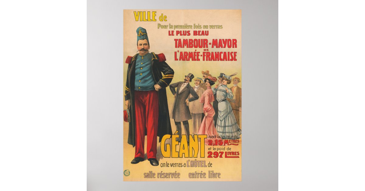 Circus Poster Of Crowd Admiring A French Soldier | Zazzle