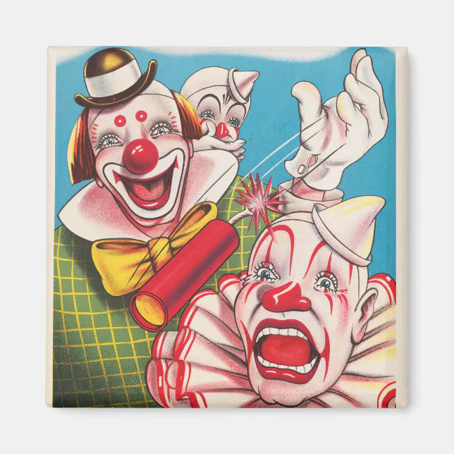 Circus Poster Showing Clown Faces And Fire Cracker Magnet | Zazzle