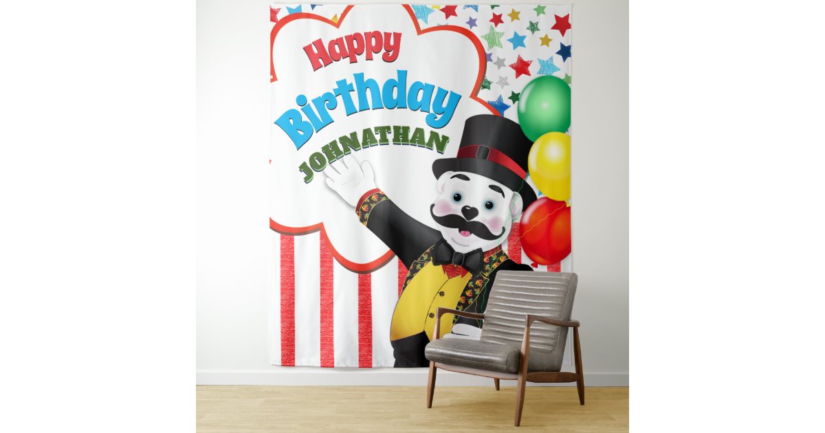Circus Ringmaster Bear Birthday Backdrop | Zazzle