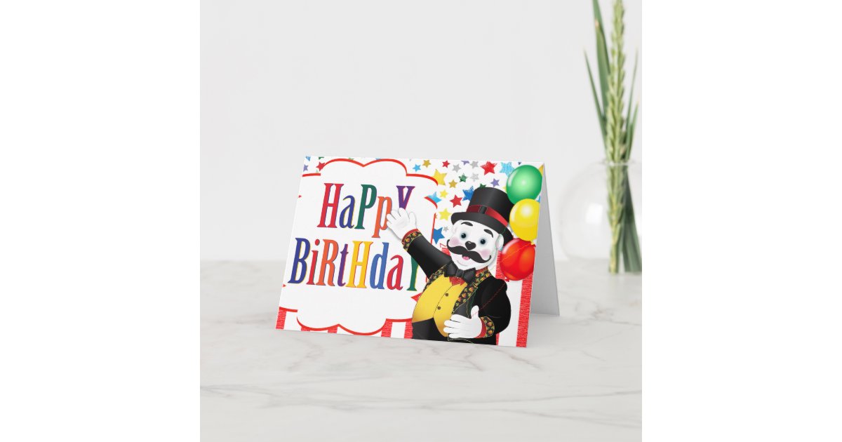 Circus Ringmaster Polar Bear Kids Birthday Card | Zazzle