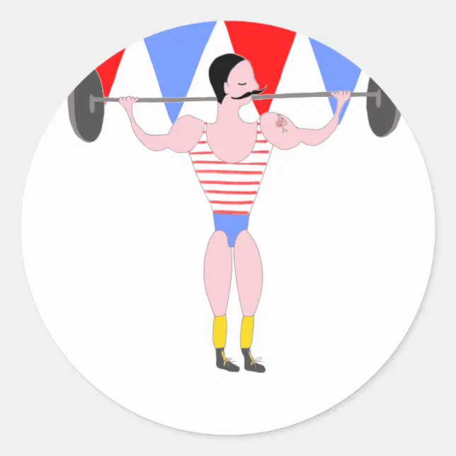 Circus Strong Man Circus Theme Party Classic Round Sticker | Zazzle