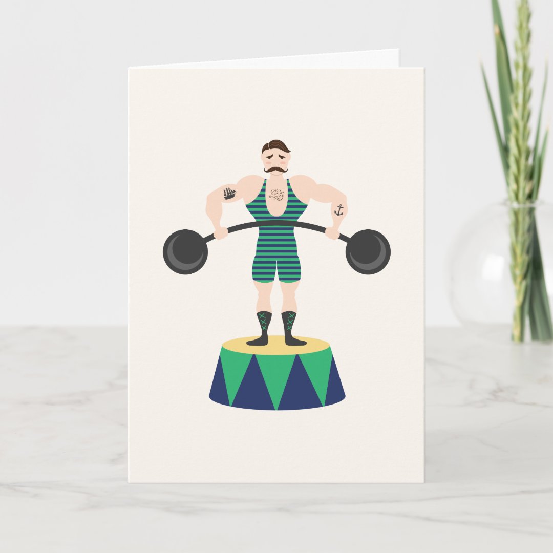 Circus Strongman Card | Zazzle