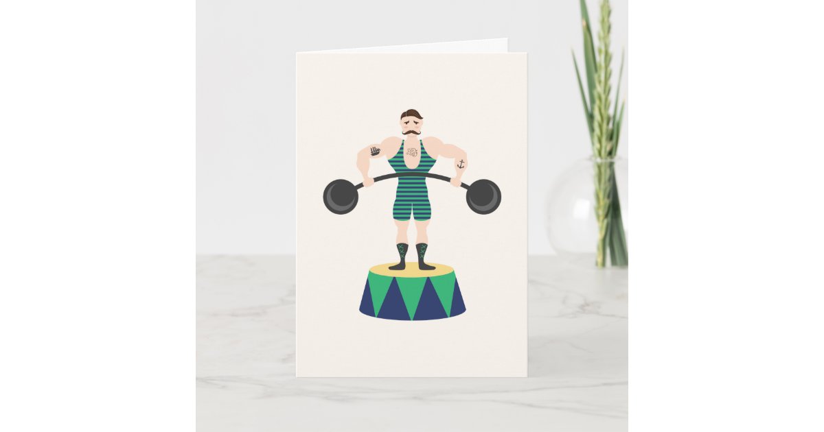Circus Strongman Card | Zazzle