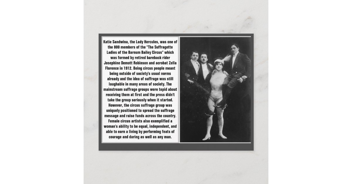 Circus suffragette Katie Sandwina Barnum Bailey Postcard | Zazzle