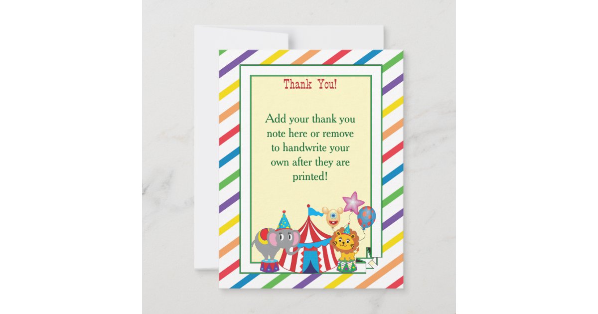 Circus Thank You Note | Zazzle