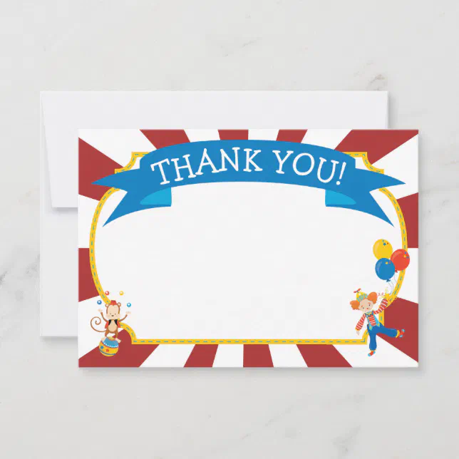 Circus Thank You Note Circus Party Invitation | Zazzle
