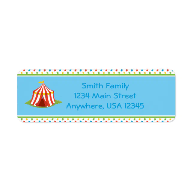 Circus Theme | Circus Tent | Personalized Label | Zazzle