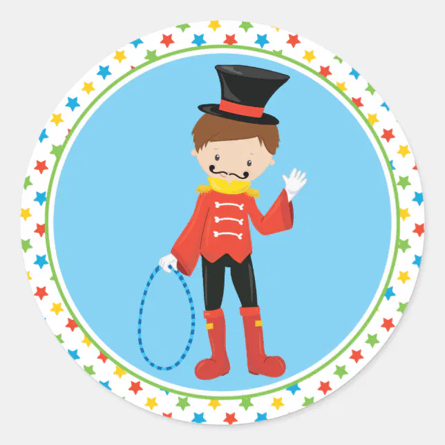 Circus Theme | Ringmaster Classic Round Sticker | Zazzle