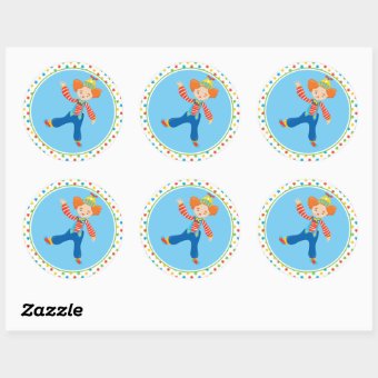 Circus Themed | Funny Clown Classic Round Sticker | Zazzle