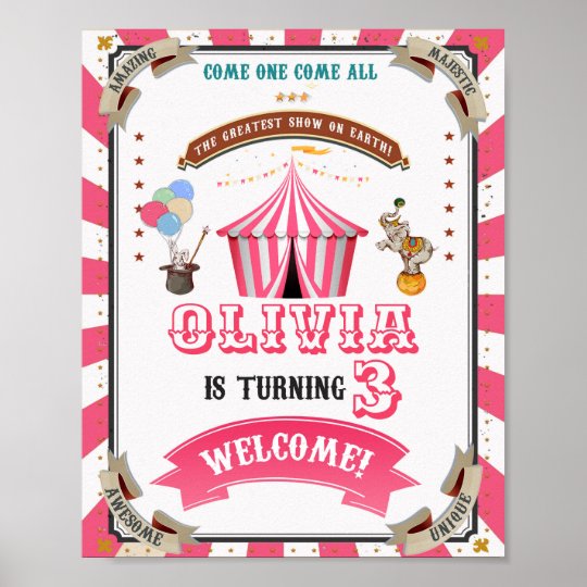 Circus welcome party sign Carnival welcome poster | Zazzle.com