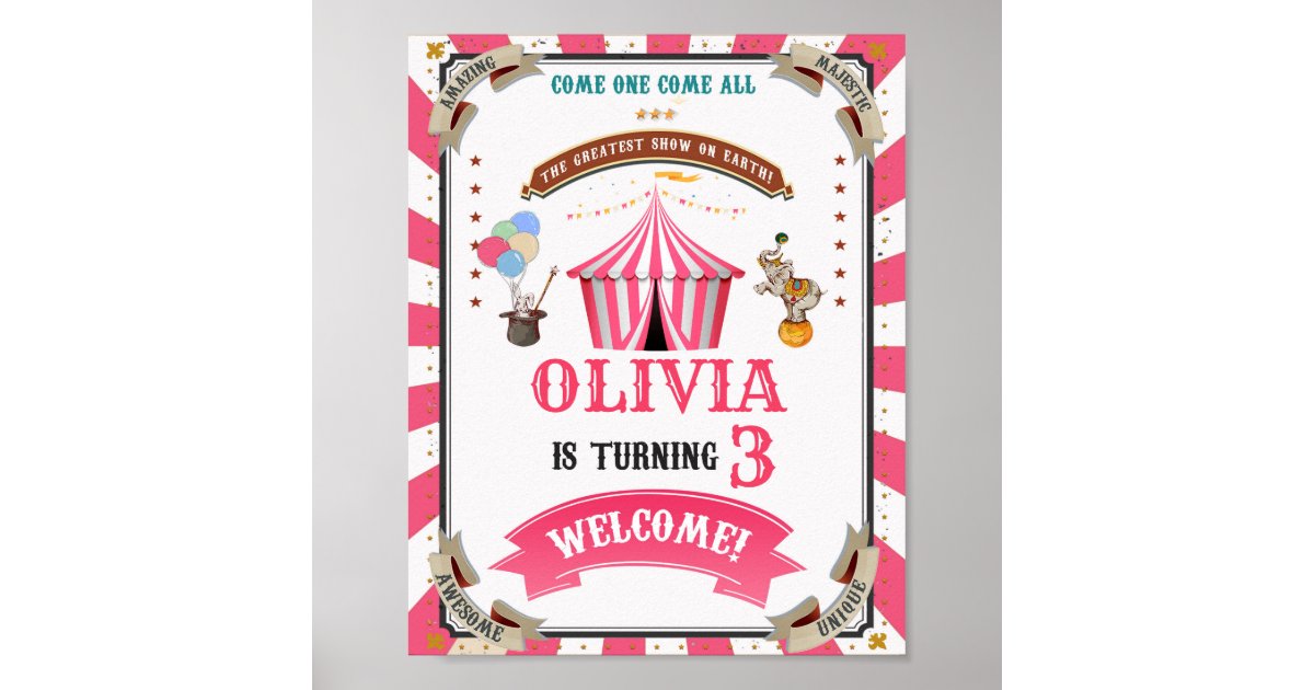 Circus welcome party sign Festival welcome poster | Zazzle