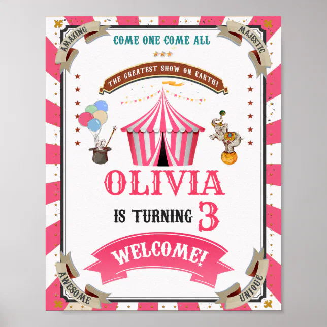 Circus welcome party sign Festival welcome poster | Zazzle