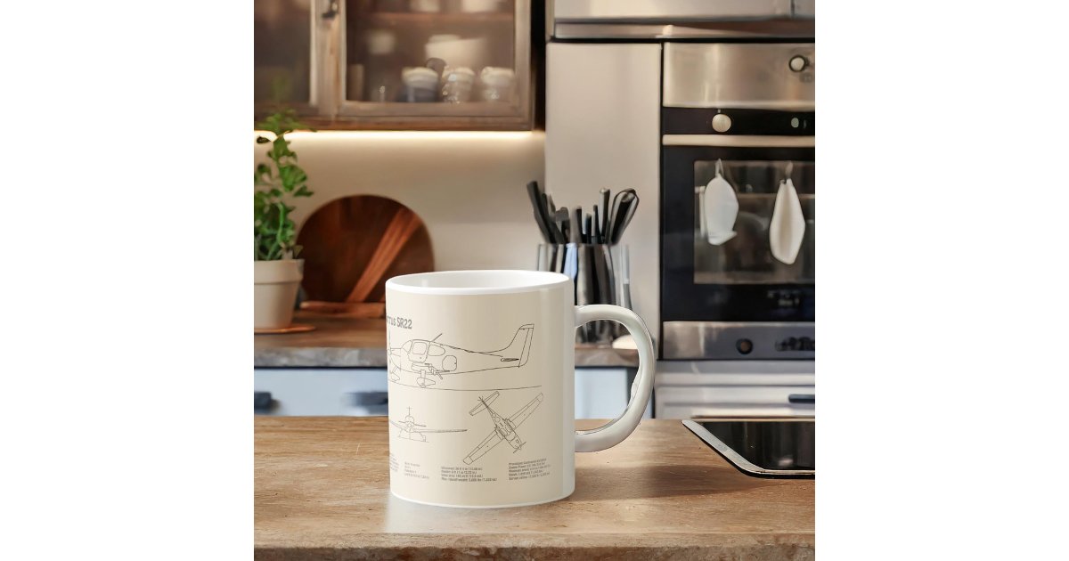 Cirrus SR22 - Airplane Blueprint Drawing Plans SD Coffee Mug | Zazzle