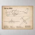 Cirrus SR22 - Airplane Blueprint Drawing Plans SD Poster | Zazzle