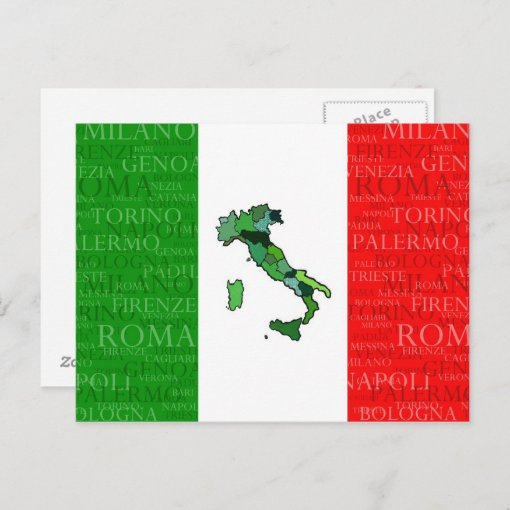 Cities, Map, and Flag of Italy Postcard | Zazzle
