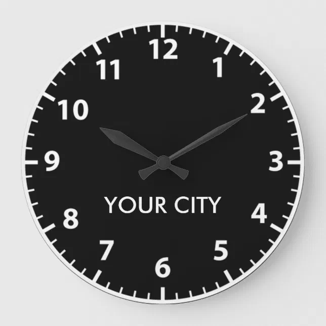 Cities of the world (Light Numbers) Large Clock | Zazzle