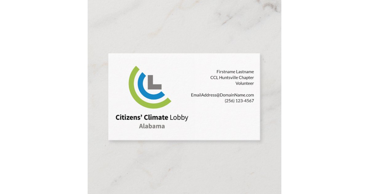 Citizens Climate Lobby Alabama business card | Zazzle