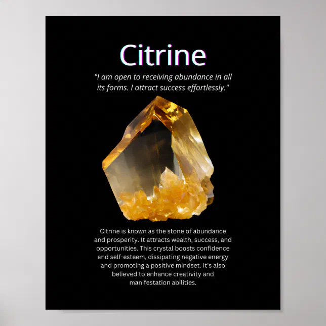 Citrine Crystal Stone Meaning Poster | Zazzle