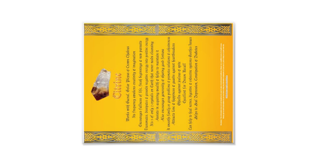 Citrine Properties Chart Photo Print | Zazzle