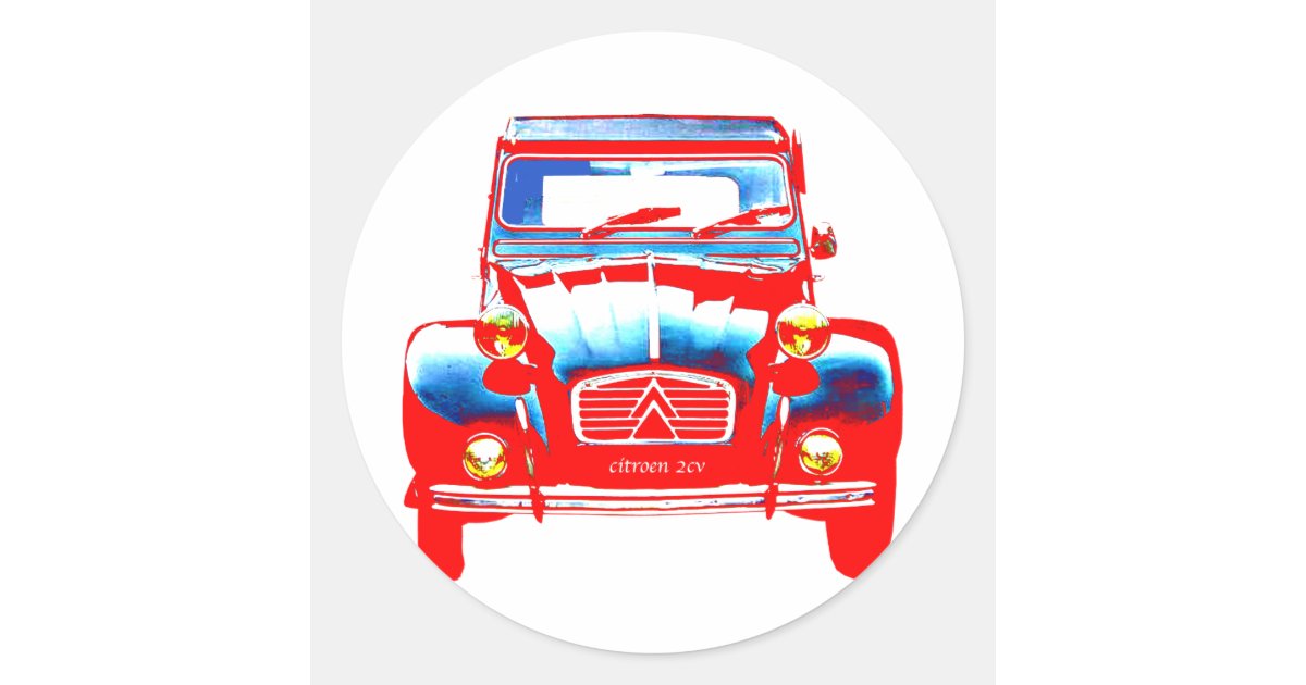 Citroen 2CV 2 Classic Round Sticker | Zazzle