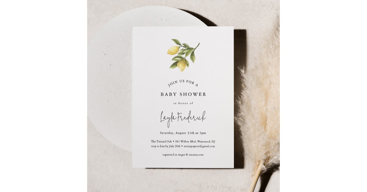 CITRON Lemon Baby Shower Invitation | Zazzle