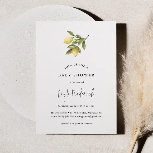 CITRON Lemon Baby Shower Invitation | Zazzle