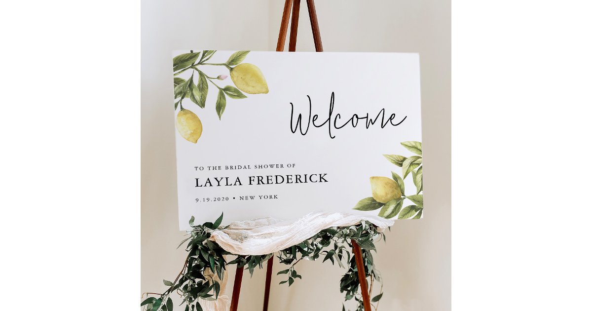 CITRON Lemon Bridal Shower Welcome Sign Foam Board | Zazzle