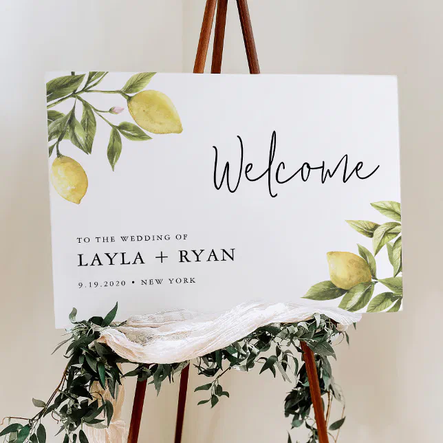 CITRON Lemon Wedding Welcome Sign Foam Board | Zazzle