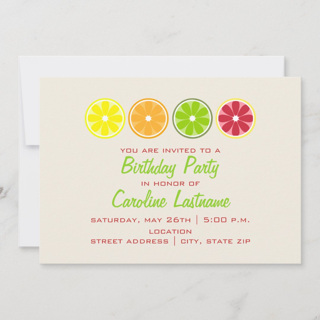 Citrus Birthday Party Invitation | Zazzle