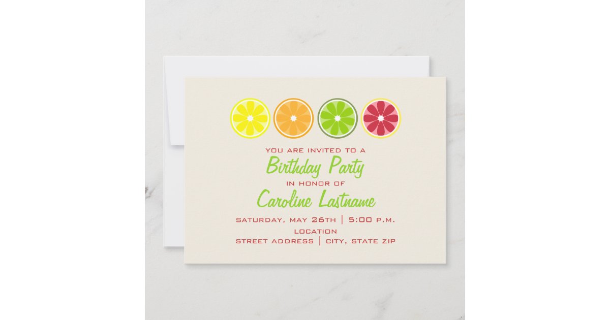 Citrus Birthday Party Invitation | Zazzle