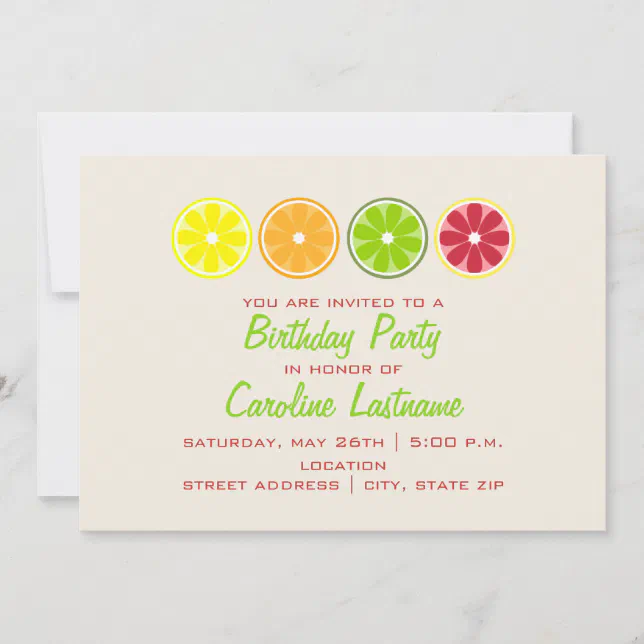Citrus Birthday Party Invitation | Zazzle