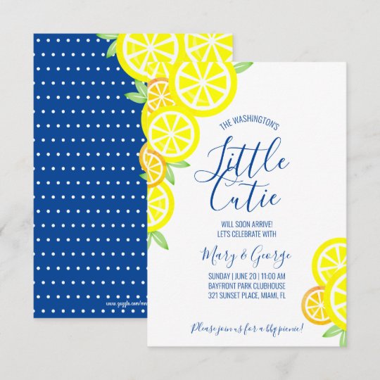 CITRUS boy or girl BABY SHOWER blue lemon Invitation | Zazzle.com