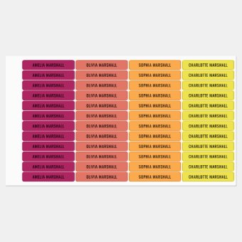 Citrus Color Coded Kids Waterproof Name Labels | Zazzle