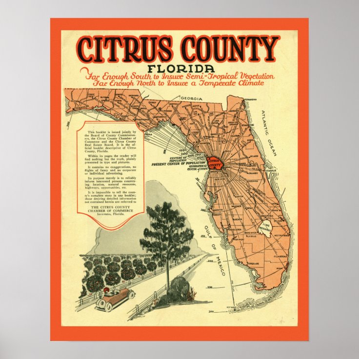 Citrus County Florida Vintage Poster | Zazzle