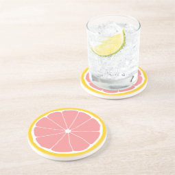 Citrus Drink Coaster, Citrus Decor, Grapefruit Art Sandstone Coaster ...