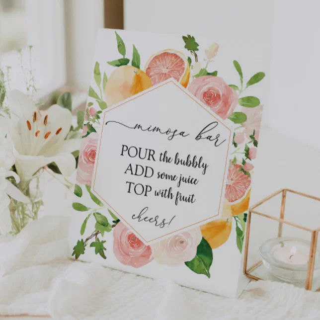 Citrus Fruit Mimosa Bar Sign | Zazzle