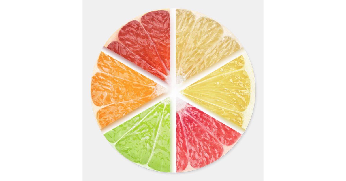 Citrus fruits slices classic round sticker | Zazzle