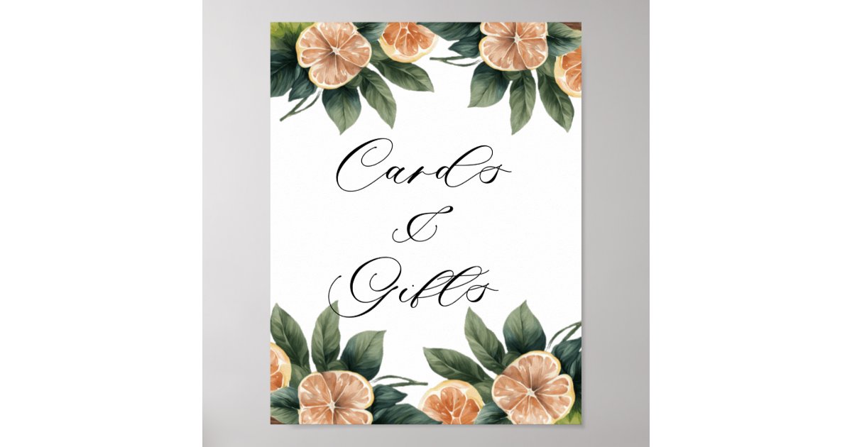 Citrus Greenery | Cards and Gifts Sign | Zazzle