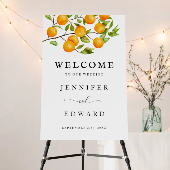 Citrus Greenery Wedding Welcome Sign | Zazzle