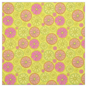 Citrus Lime, Orange, and Lemon Polka Dot Slices Fabric | Zazzle