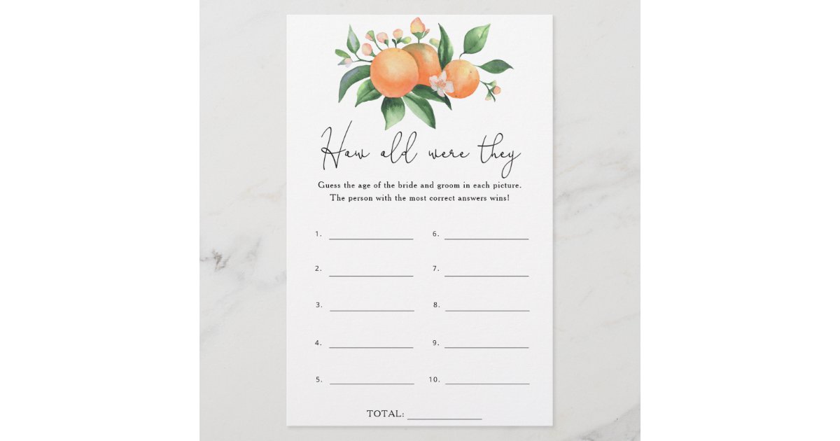 Citrus - How old were they bridal game | Zazzle