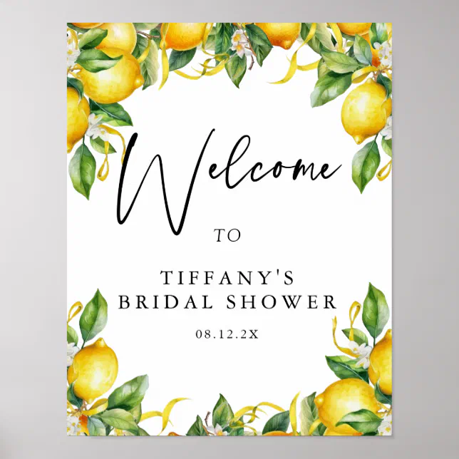 Citrus Lemon Bridal Shower Welcome Sign | Zazzle