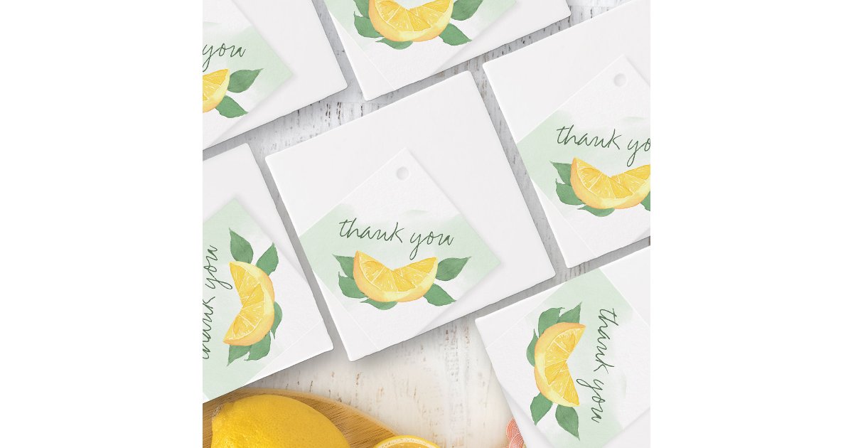 Citrus Lemon Casual Script Personalized Favor Tags | Zazzle