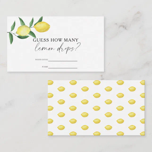Citrus lemon - Guess how many LEMON DROPS Enclosure Card | Zazzle