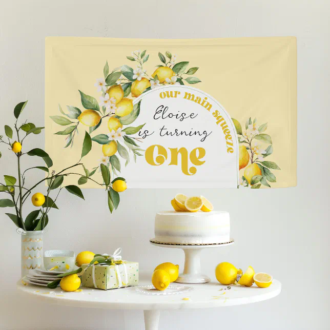 Citrus lemon main squeeze 1st birthday party banner | Zazzle