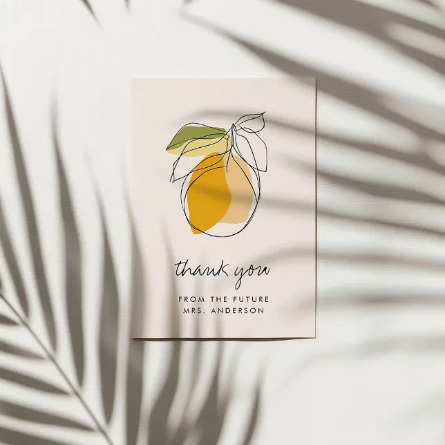 Citrus Lemon Modern Botanical Bridal Shower Photo Thank You Card | Zazzle