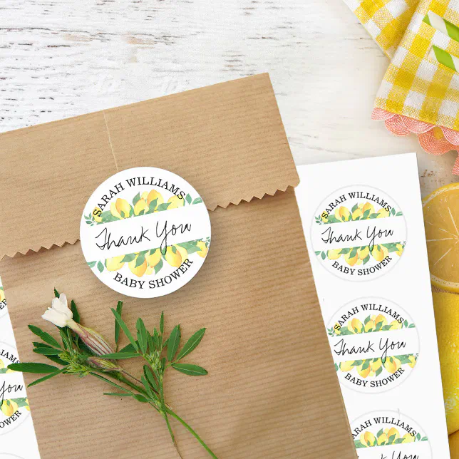 Citrus Lemon Personalized Thank You Classic Round Sticker | Zazzle