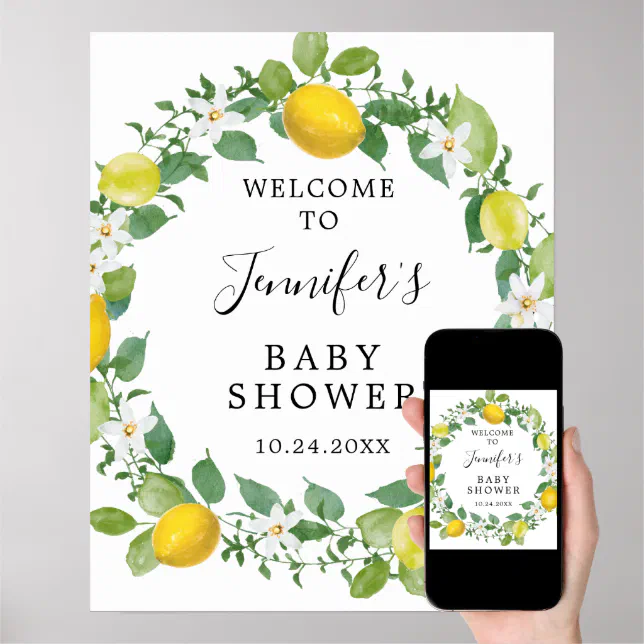 Citrus Lemon Themed Baby Shower Welcome Sign | Zazzle